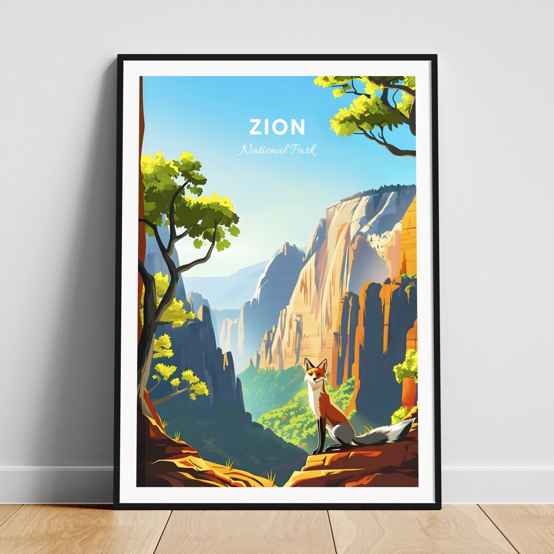 Zion National Park Poster, Zion Poster, Zion Print, Zion Canyon, Red ...