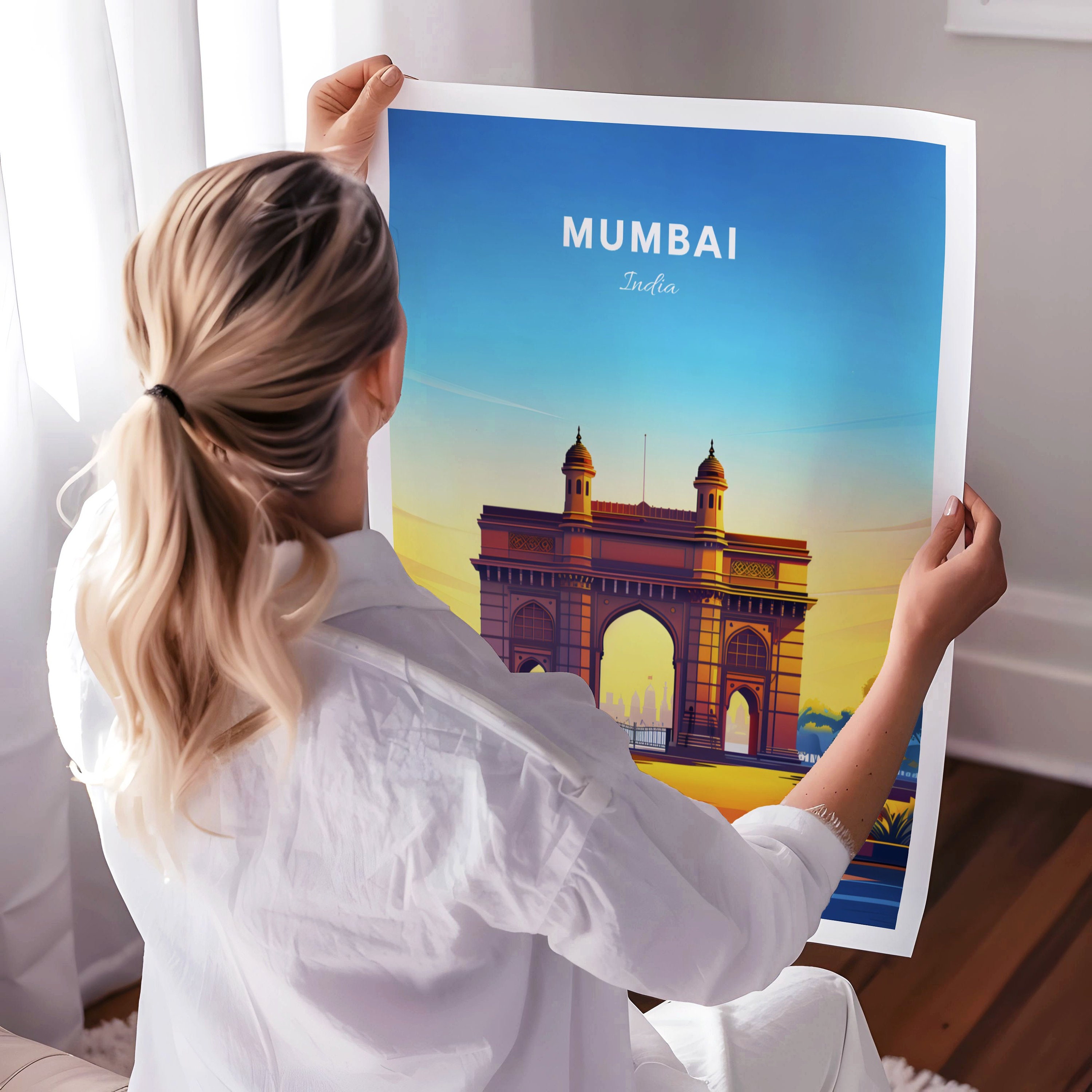 Mumbai Travel Print India Wall Art, Mumbai Poster, Gateway of India ...