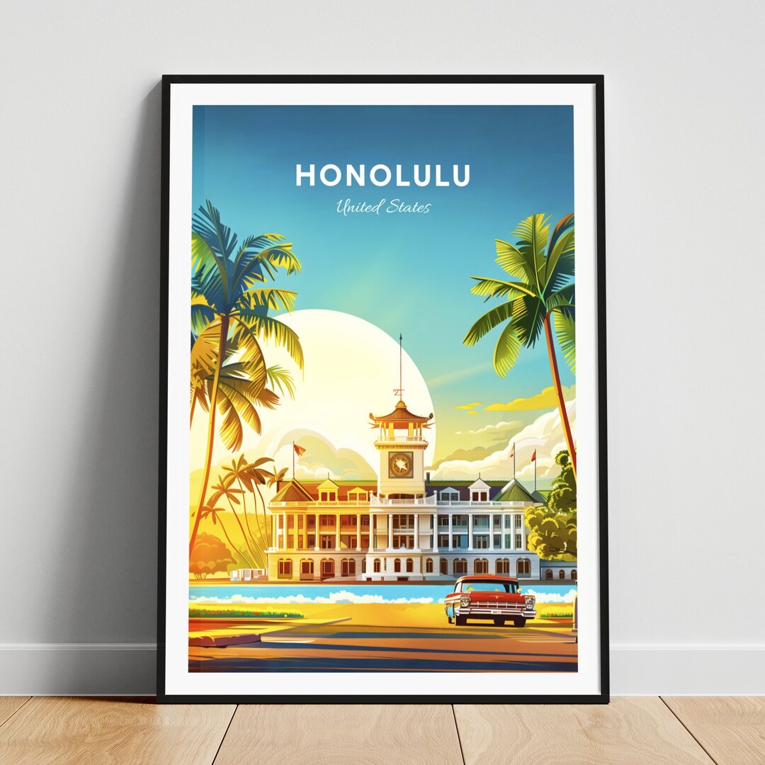Honolulu Travel Print - United States Wall Art, Honolulu Poster, Hawaii ...