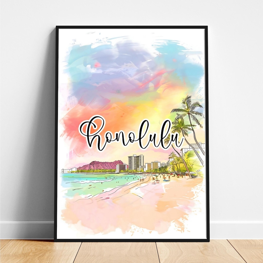 Honolulu Travel Print - United States Travel Poster, Honolulu Poster ...