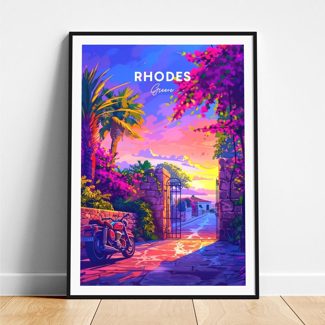 Rhodes Travel Print Greece Travel Poster, Rhodes Poster, Rhodes Greece ...
