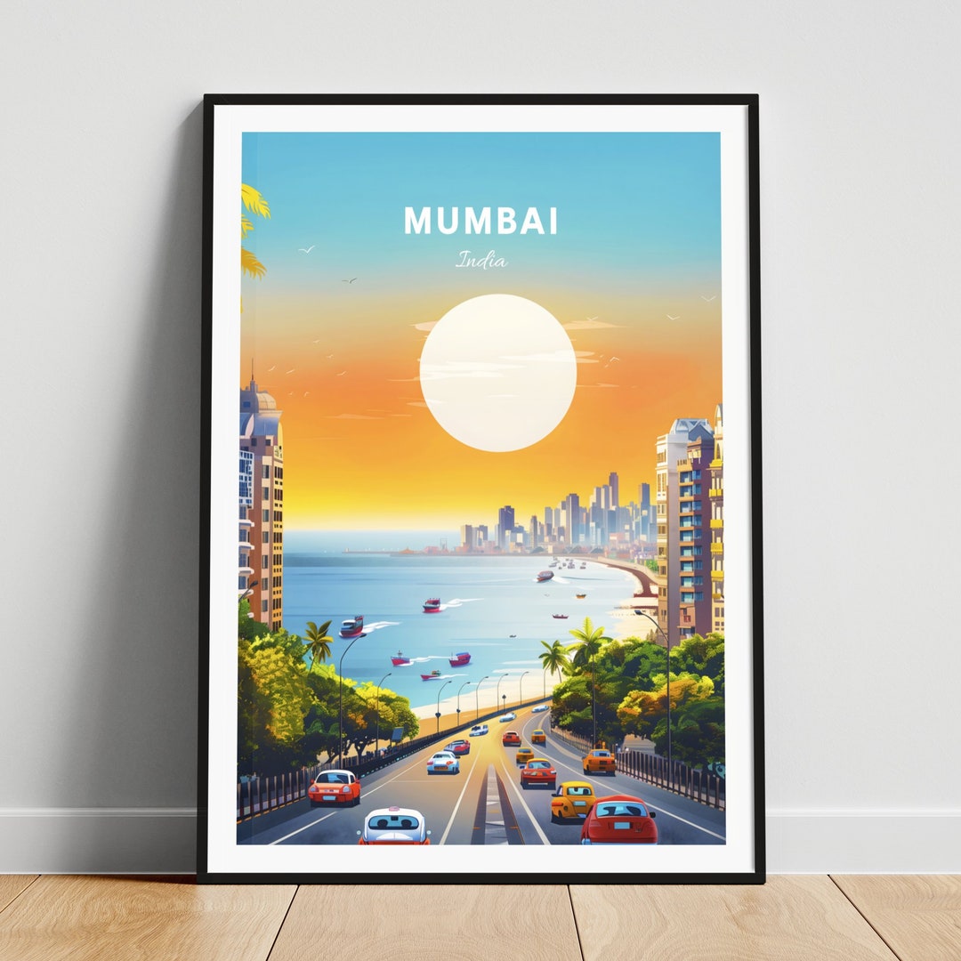 Mumbai Travel Print - India Wall Art, Mumbai Poster, Marine Drive ...