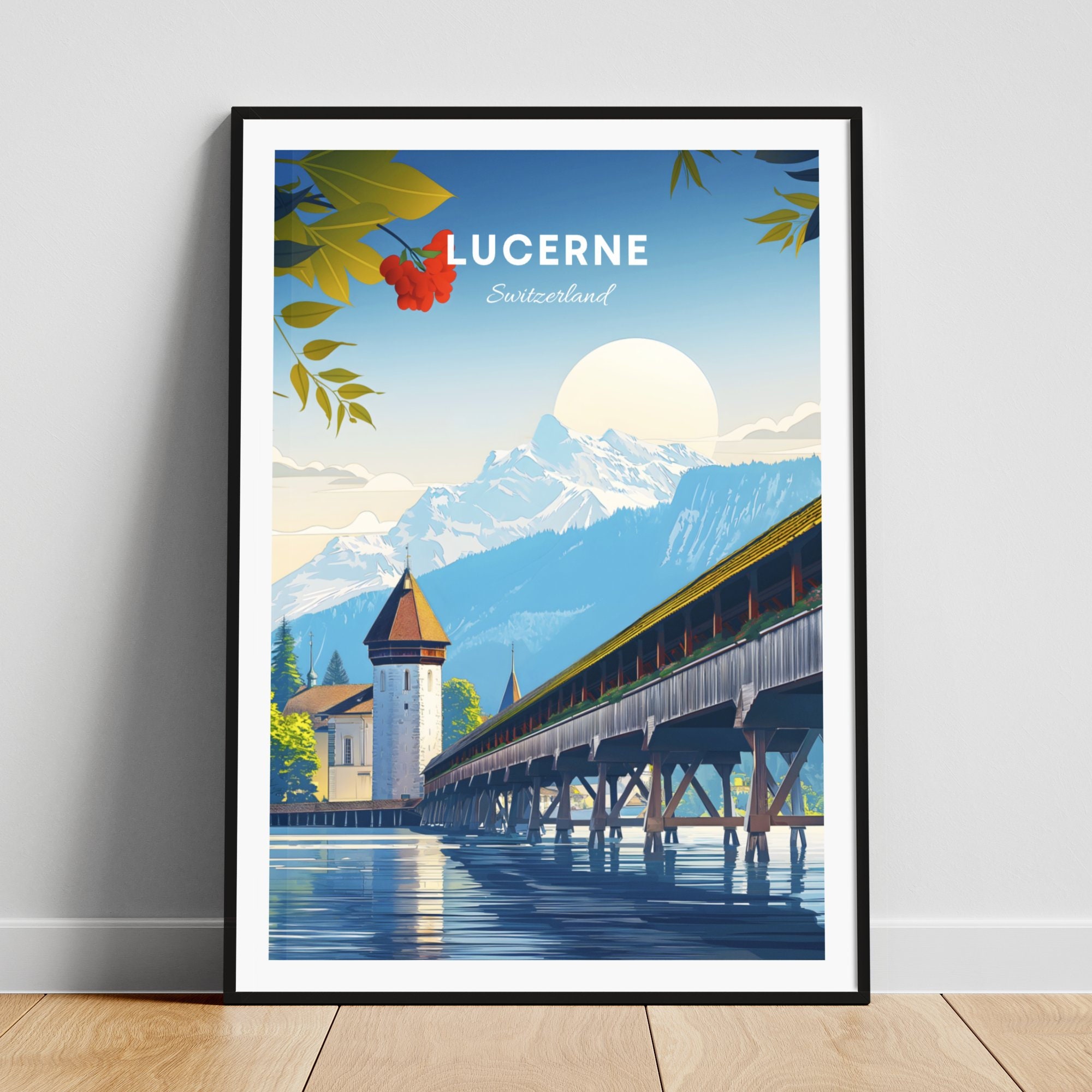Lucerne Travel Print Switzerland Wall Art, Lucerne Poster, Switzerland ...