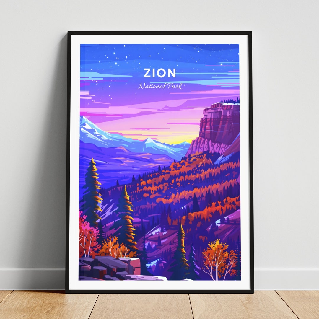 Zion National Park Poster, Zion Poster, Zion Print, Zion Canyon, Red ...