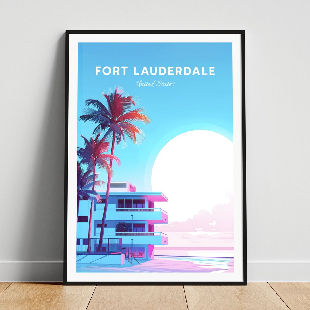 Fort Lauderdale Travel Print United States Wall Art, Fort Lauderdale ...