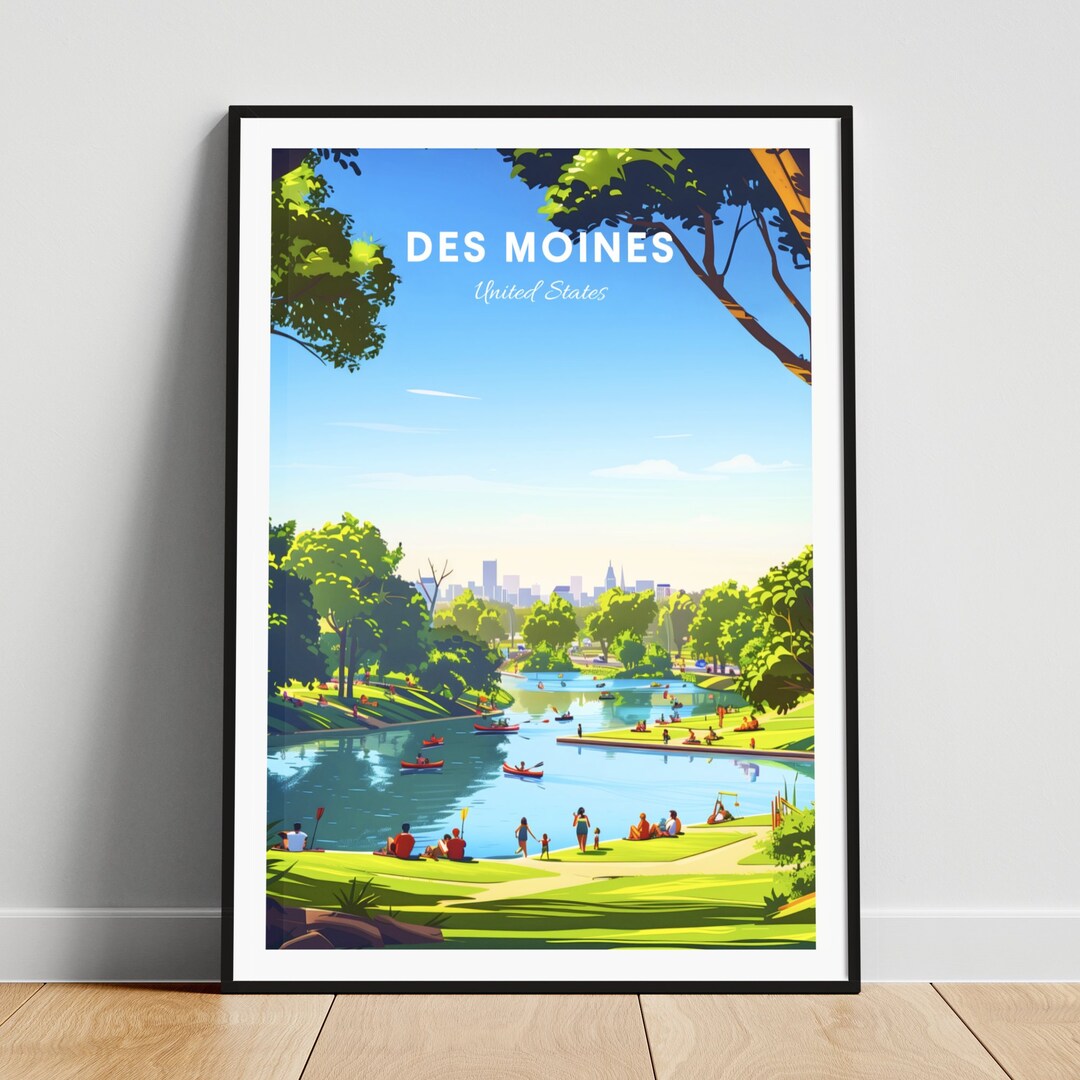 Des Moines Travel Print - US Wall Art, Des Moines Poster, Iowa Poster ...