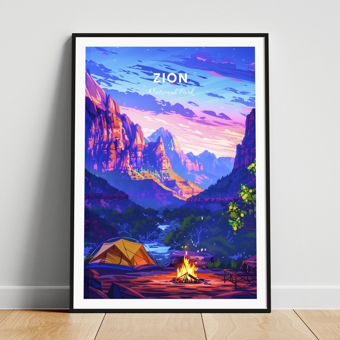 Zion National Park Poster, Zion Poster, Zion Print, Zion Canyon, Red ...