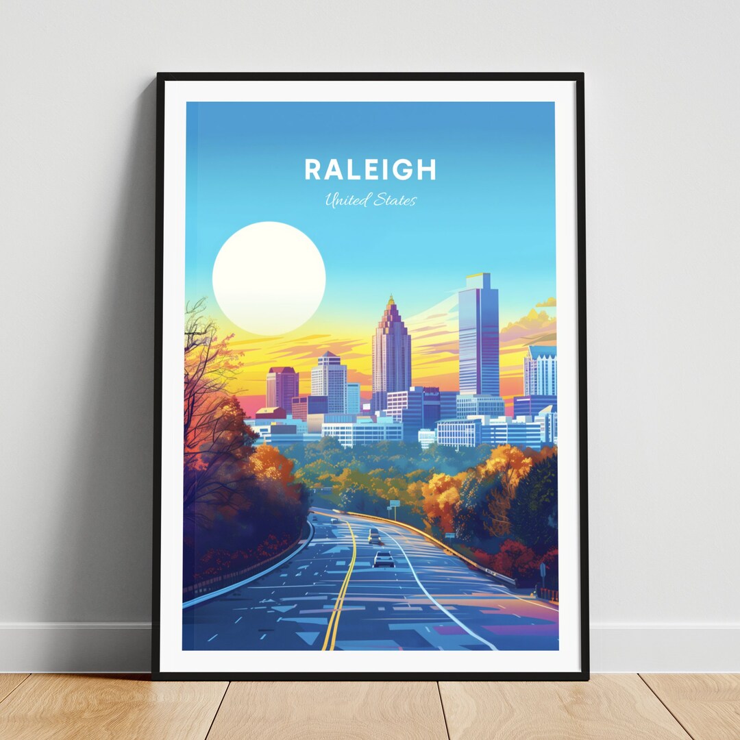 Raleigh Travel Print - United States Wall Art, Raleigh Poster, North ...
