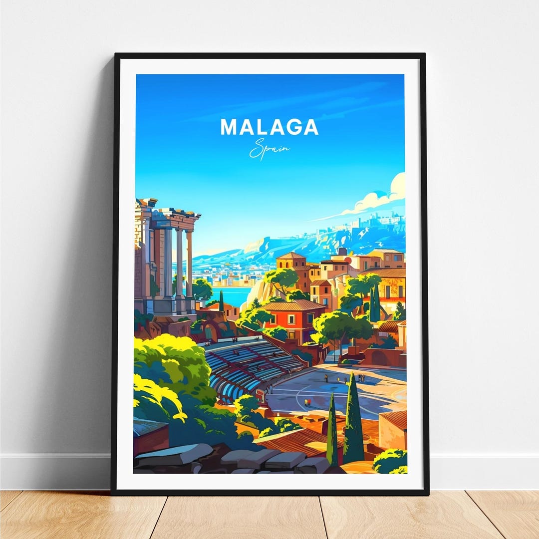 Malaga Travel Print - Spain Travel Poster, Malaga Poster, Malaga Spain ...