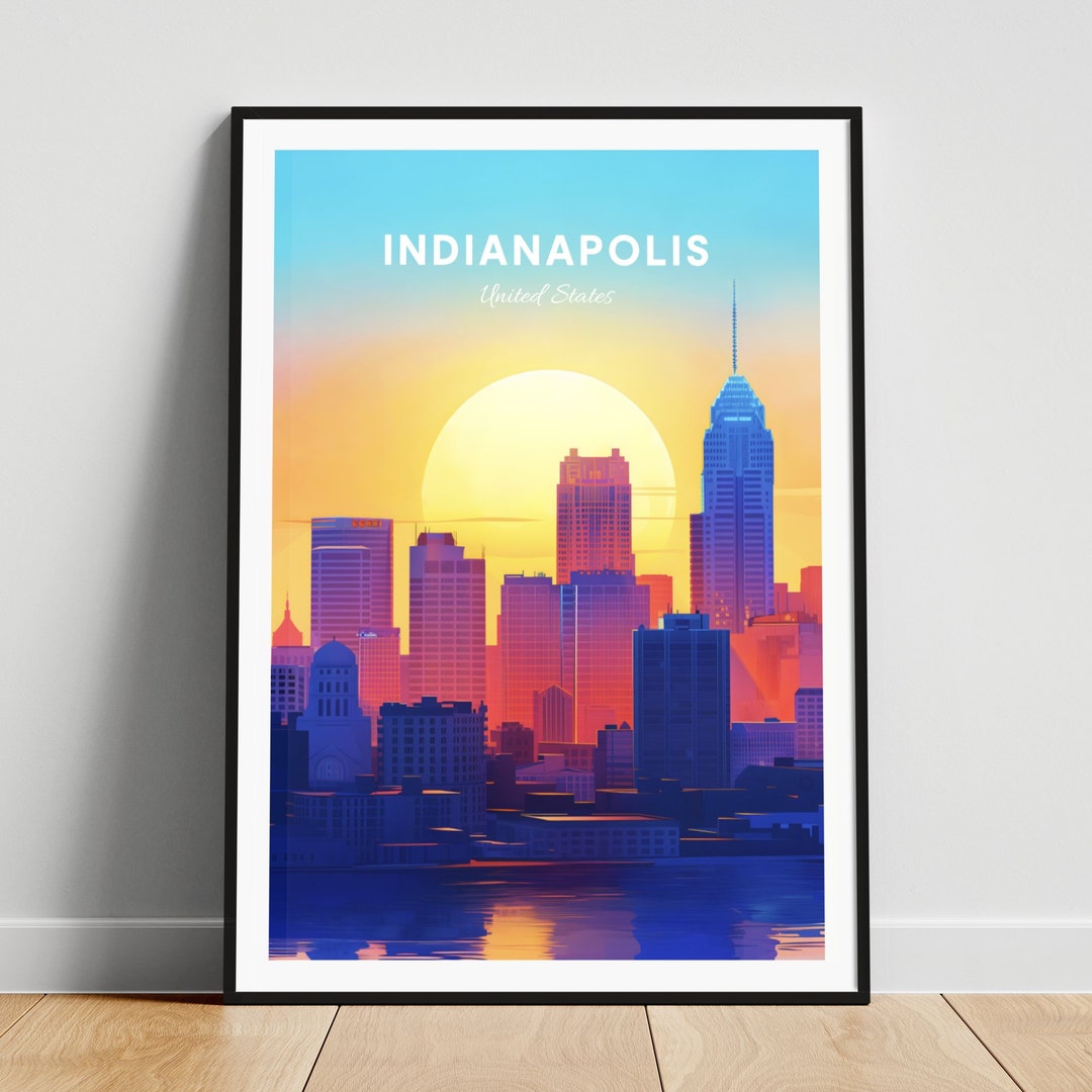 Indianapolis Travel Print United States Wall Art, Indianapolis Poster ...