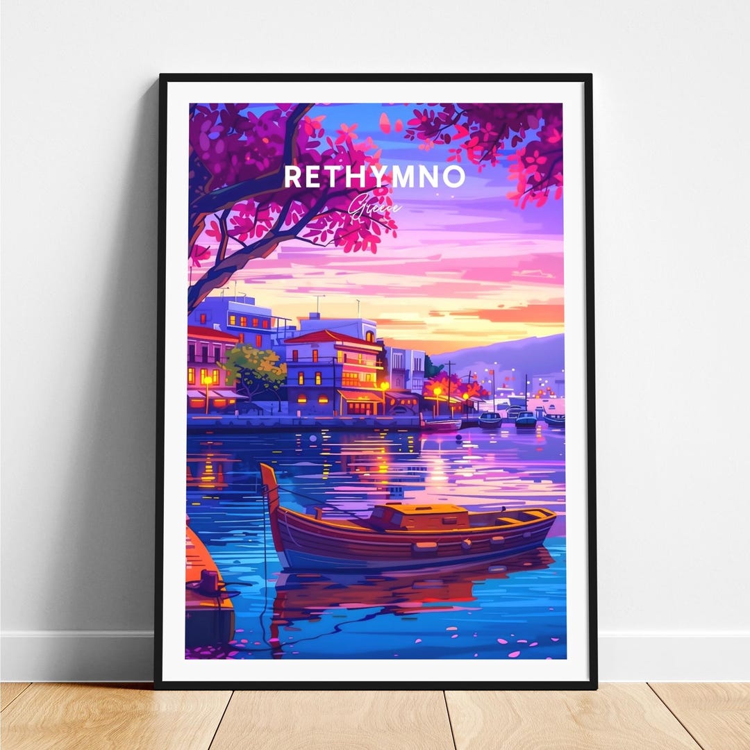 Rethymno Travel Print - Greece Travel Poster, Rethymno Poster, Rethymno ...