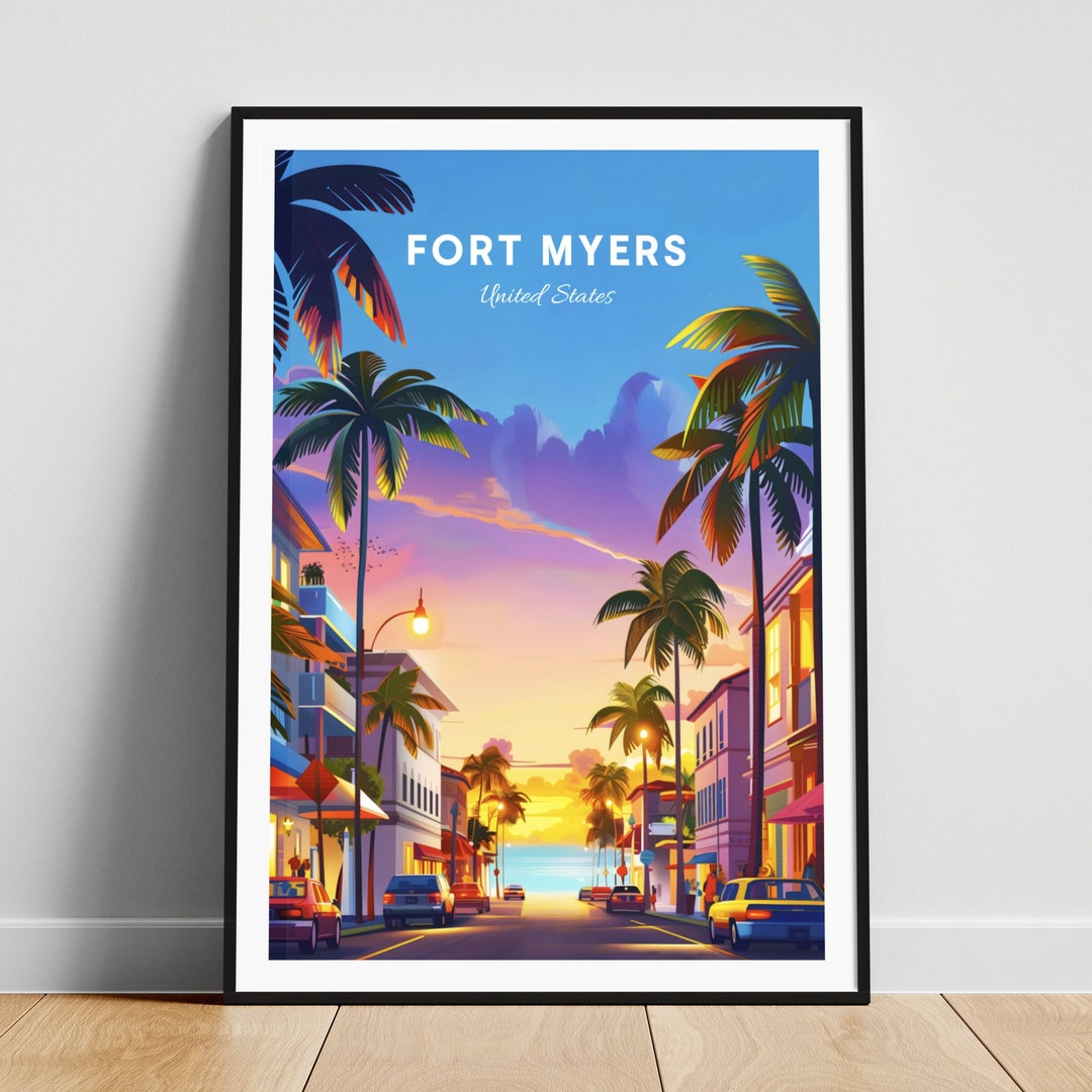 Fort Myers Travel Print - United States Wall Art, Fort Myers Poster ...