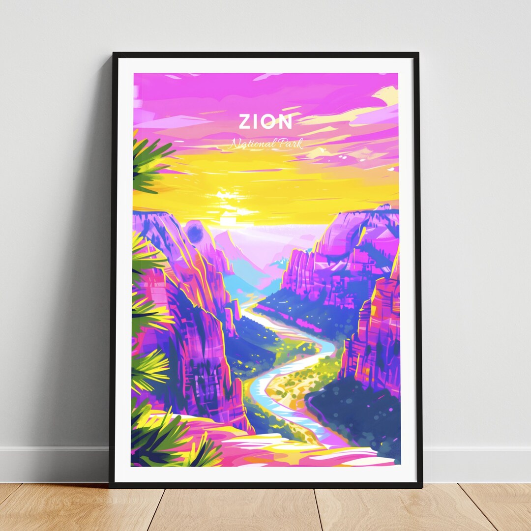 Zion National Park Poster, Zion Poster, Zion Print, Zion Canyon, Red ...