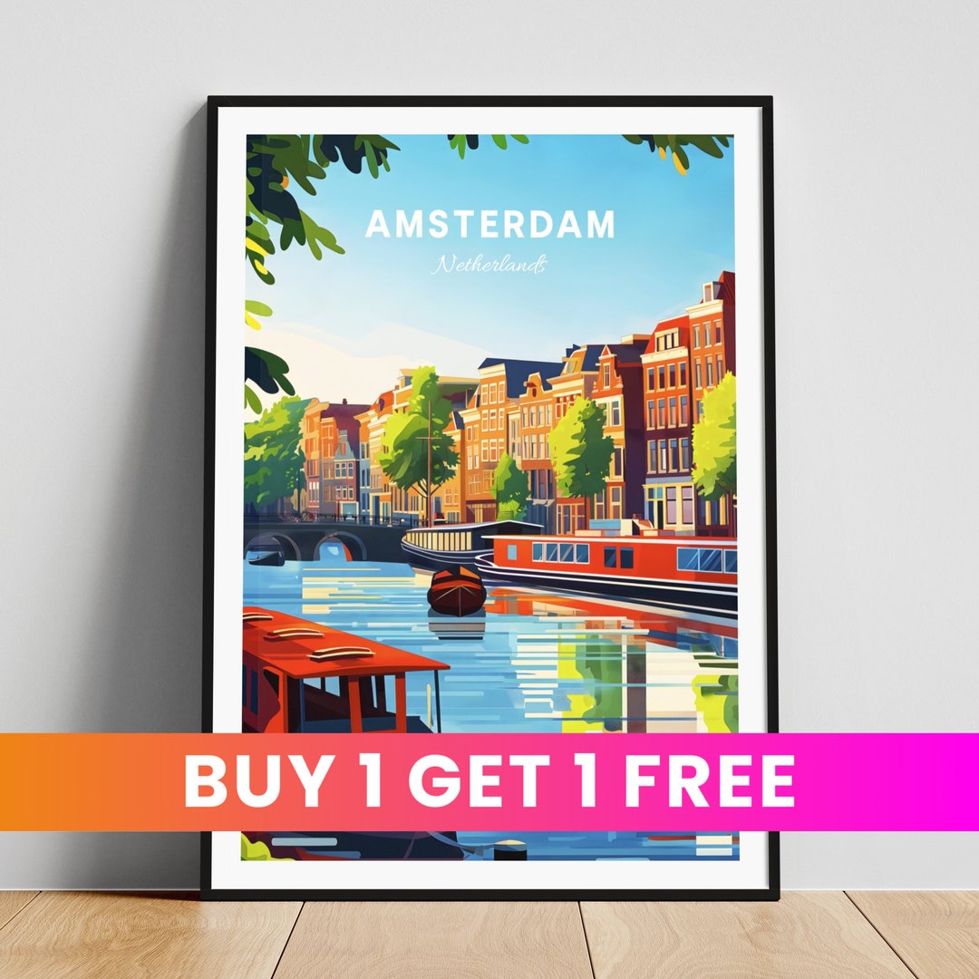 Amsterdam Travel Print Netherlands Wall Art, Amsterdam Poster ...