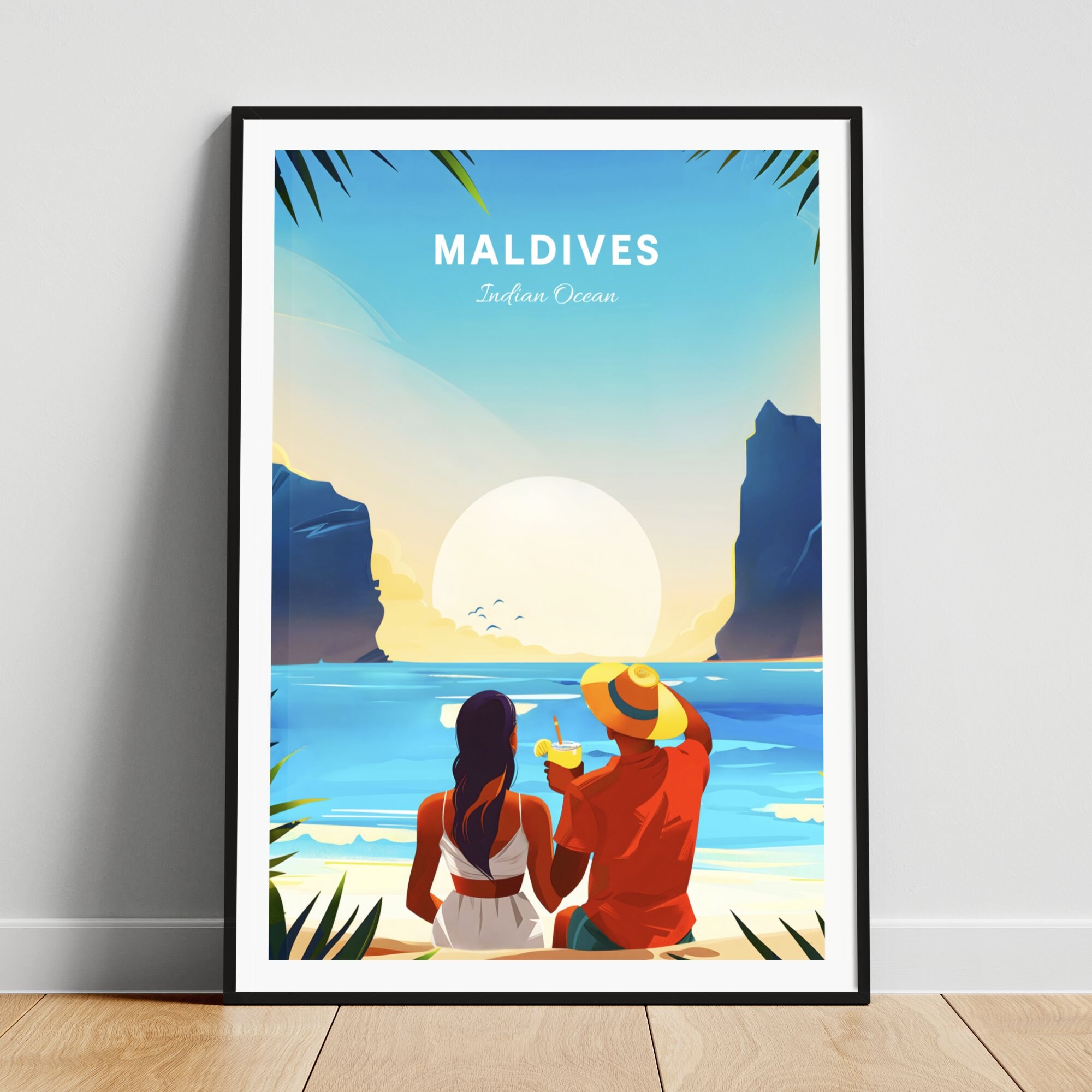 Maldives Travel Print Indian Ocean Wall Art, Maldives Poster, Indian ...