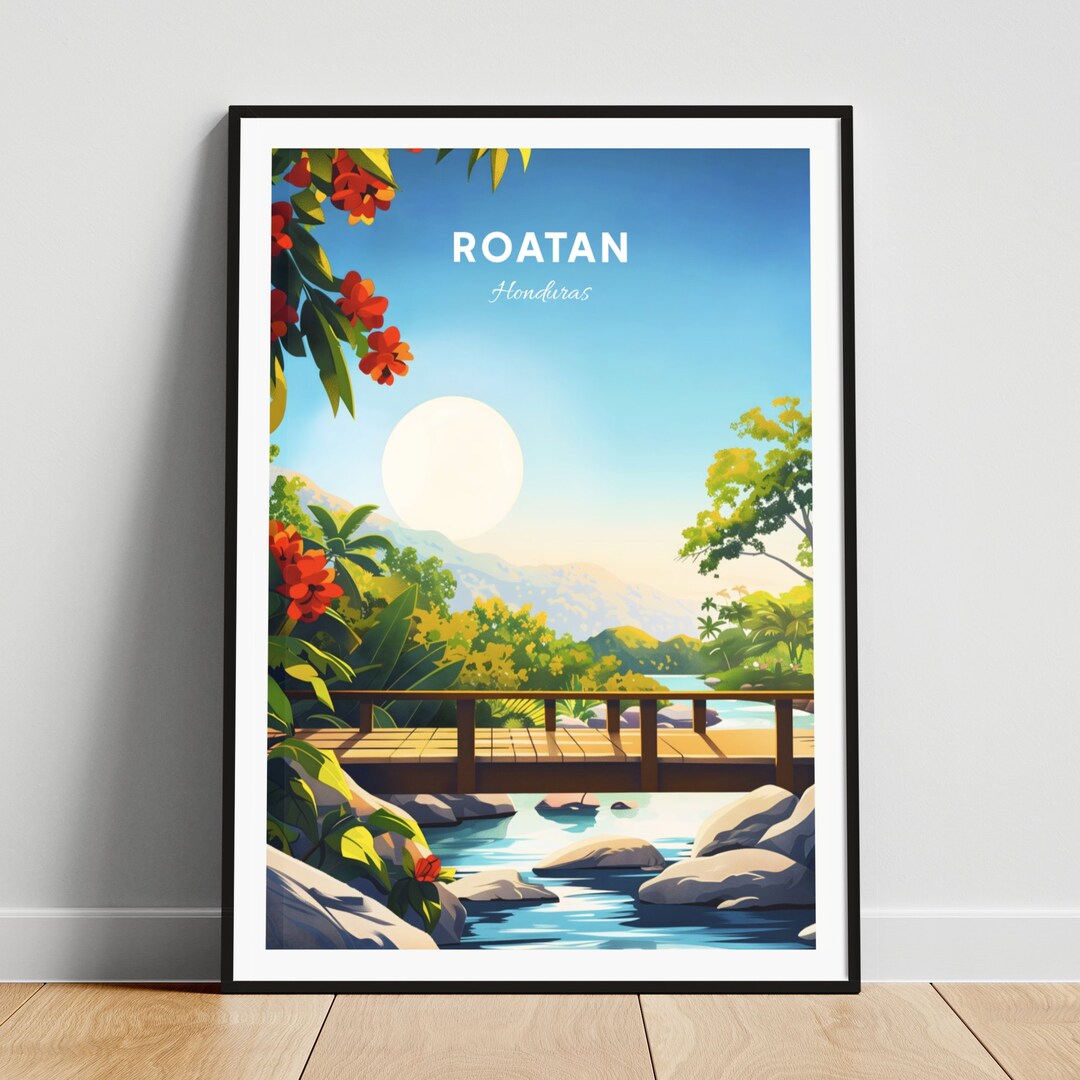 Roatan Travel Print - Honduras Wall Art, Roatan Poster, Beach Poster ...
