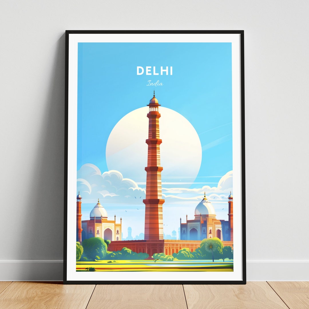 Delhi Travel Print - India Wall Art, Delhi Poster, Qutub Minar Poster ...