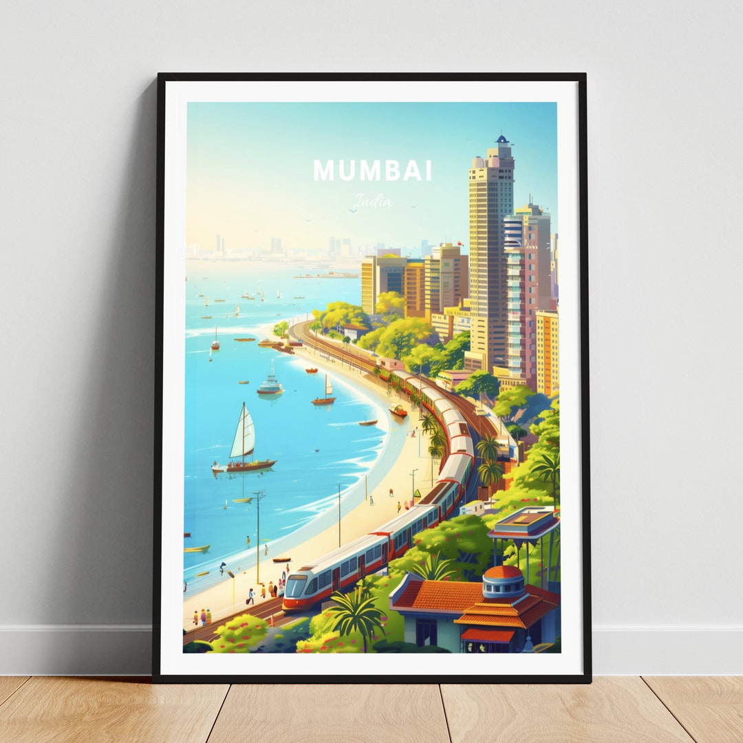 Mumbai Travel Print - India Wall Art, Mumbai Skyline, Maharashtra ...