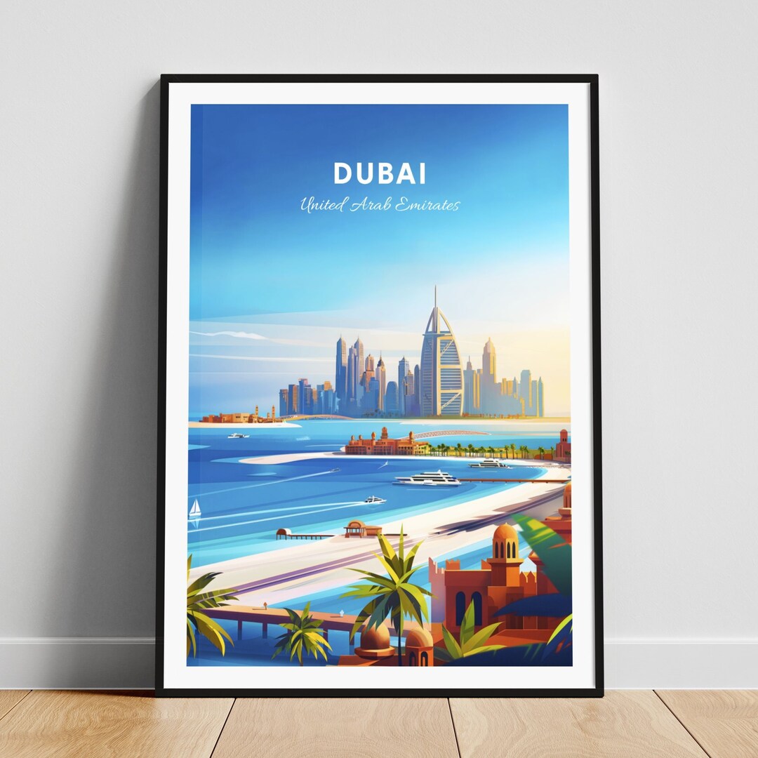 Dubai Travel Print - UAE Wall Art, Dubai Poster, UAE Print ...