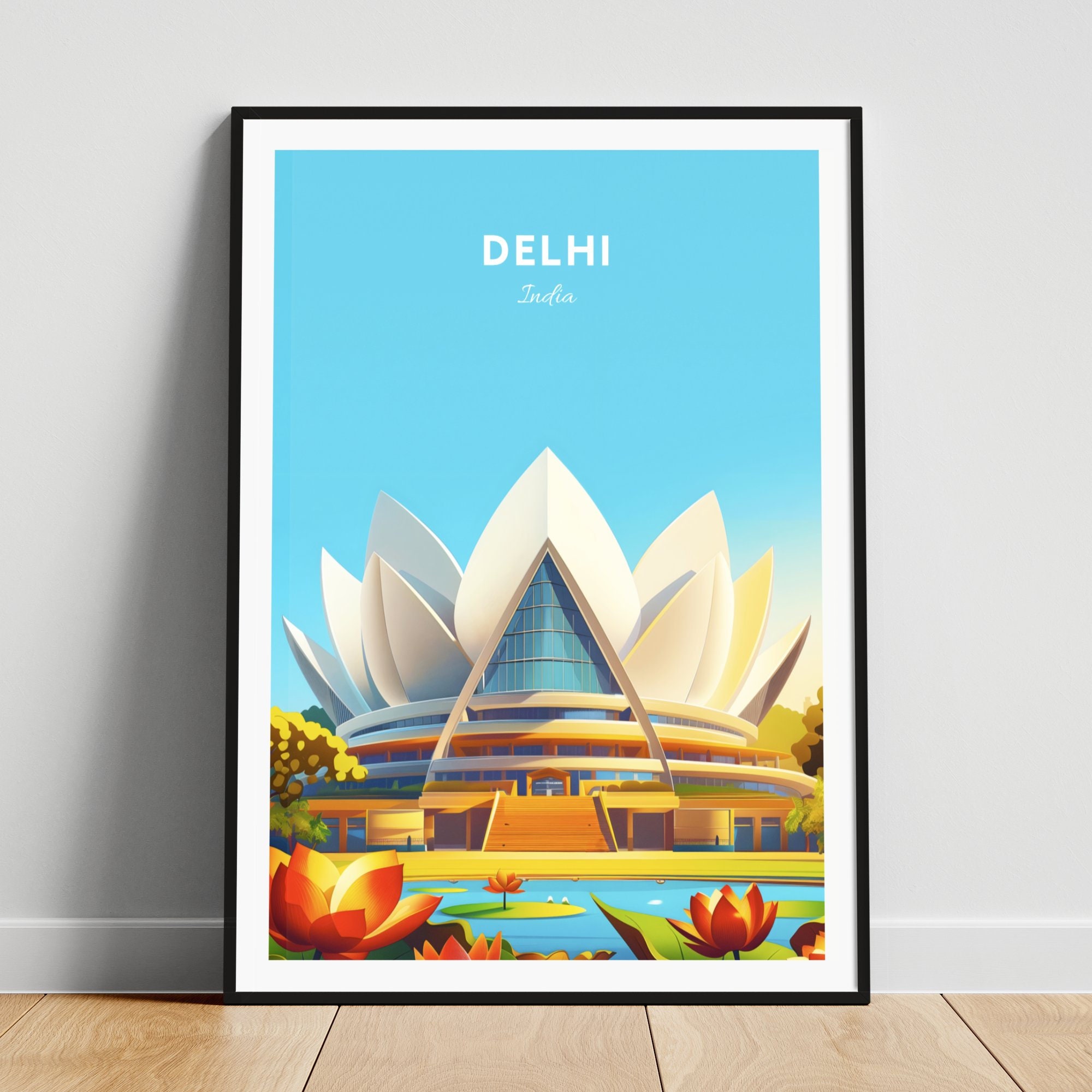 Delhi Travel Print India Wall Art, Delhi Poster, Lotus Temple Poster ...
