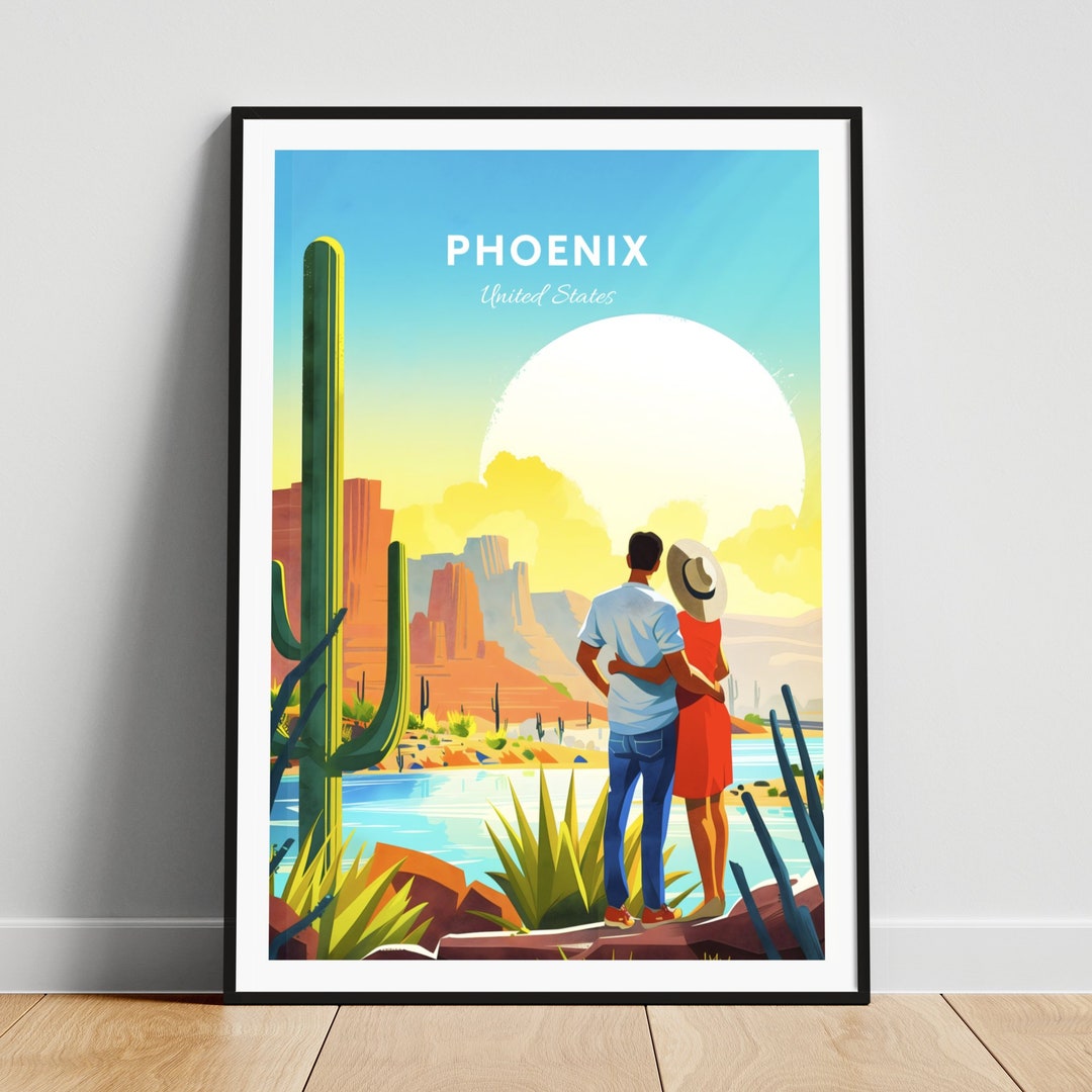 Phoenix Travel Print United States Wall Art, Phoenix Poster, Arizona ...
