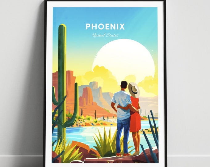 Phoenix Travel Print - United States Wall Art, Phoenix Poster, Arizona ...