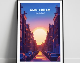 Amsterdam Travel Print Netherlands Wall Art, Amsterdam Poster ...
