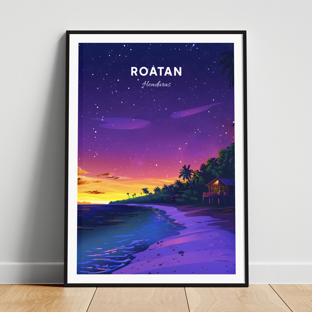 Roatan Travel Print - Honduras Wall Art, Roatan Poster, Beach Poster ...