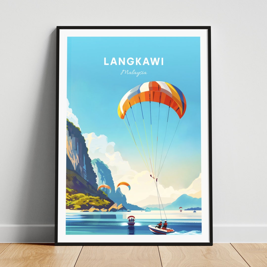 Langkawi Travel Print - Malaysia Wall Art, Langkawi Poster, Parasailing ...