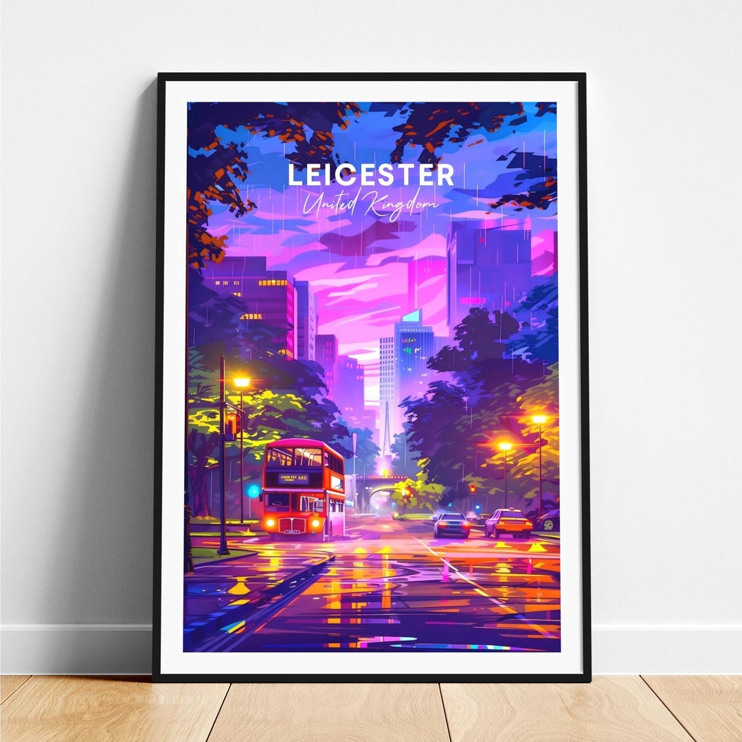 Leicester Travel Print United Kingdom Travel Poster, Leicester Poster ...