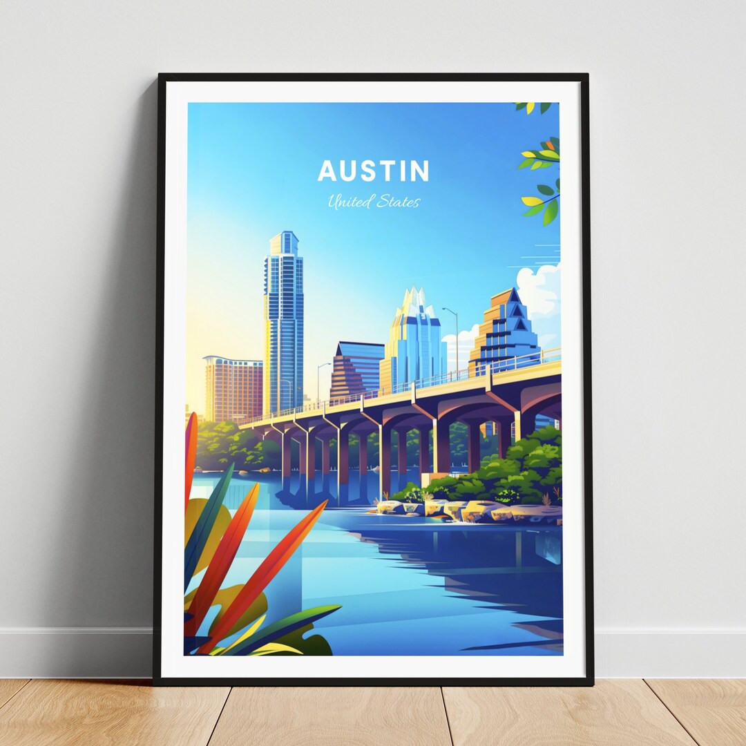 Austin Travel Print - United States Wall Art, Austin Poster, Texas ...