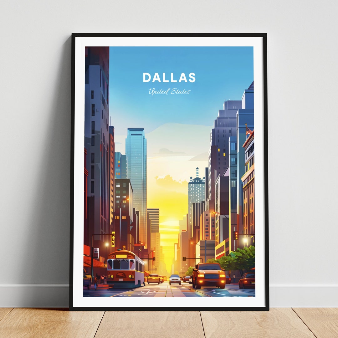 Dallas Travel Print - United States Wall Art, Dallas Poster, Texas ...