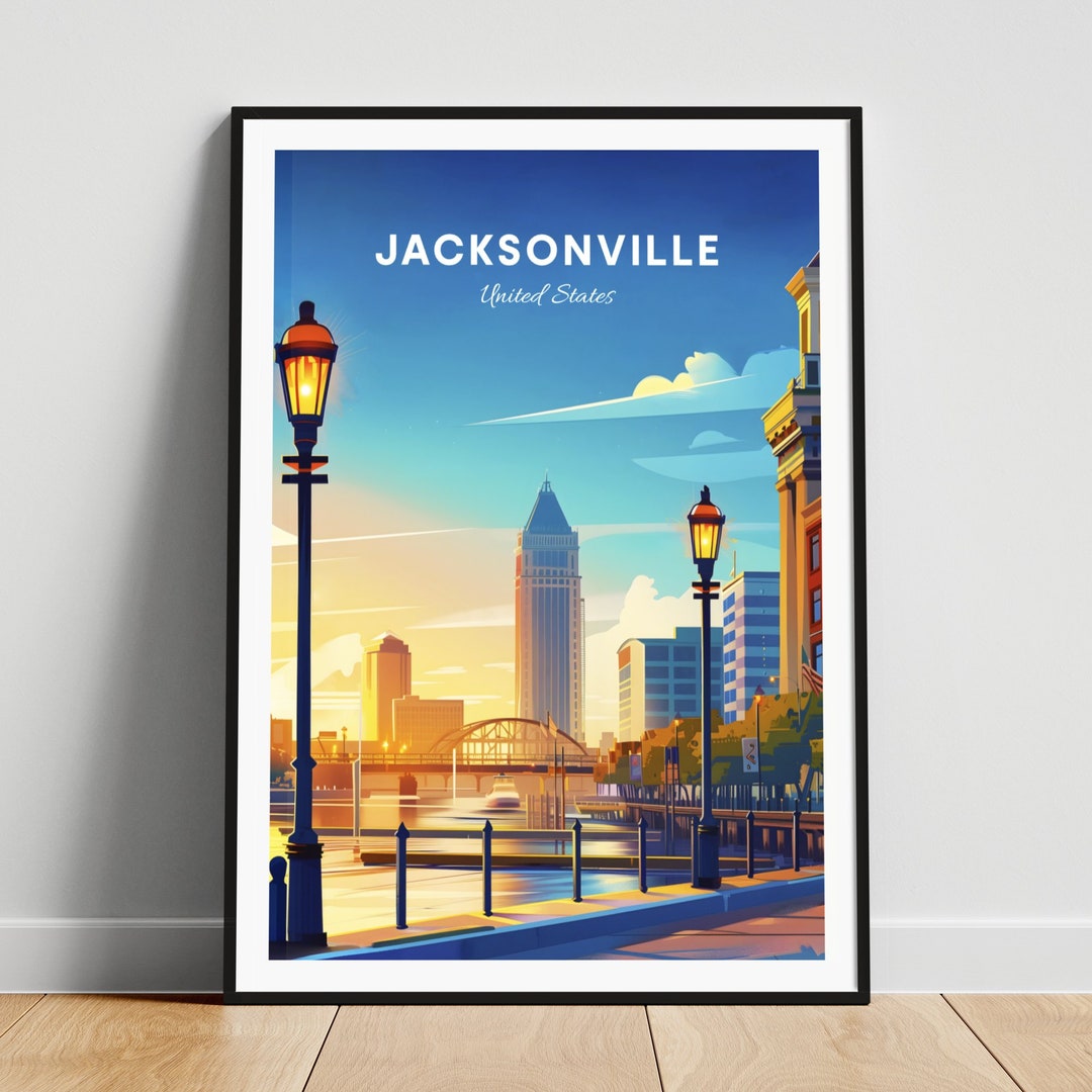 Jacksonville Travel Print United States Wall Art, Jacksonville Poster ...