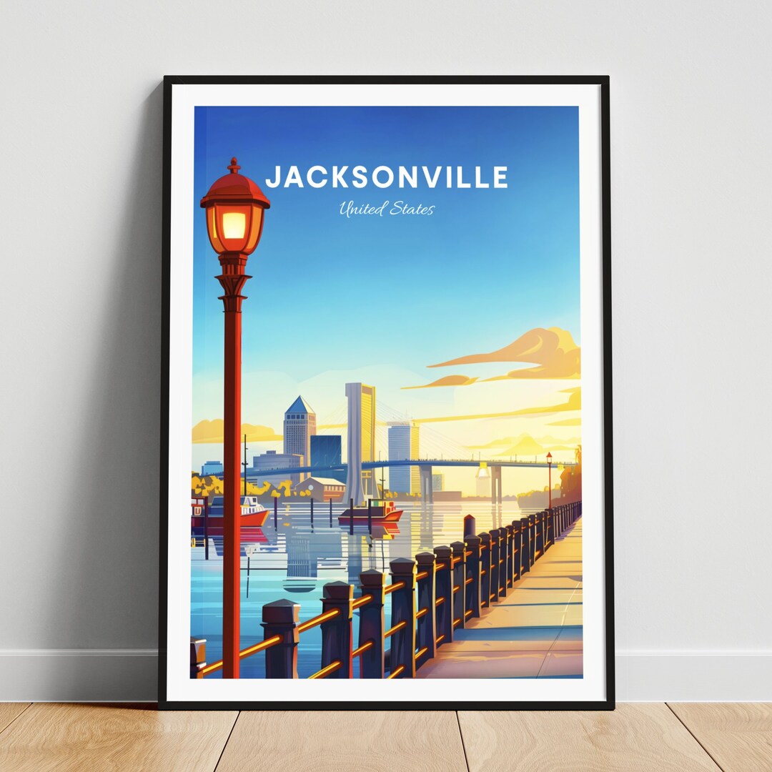 Jacksonville Travel Print - United States Wall Art, Jacksonville Poster ...