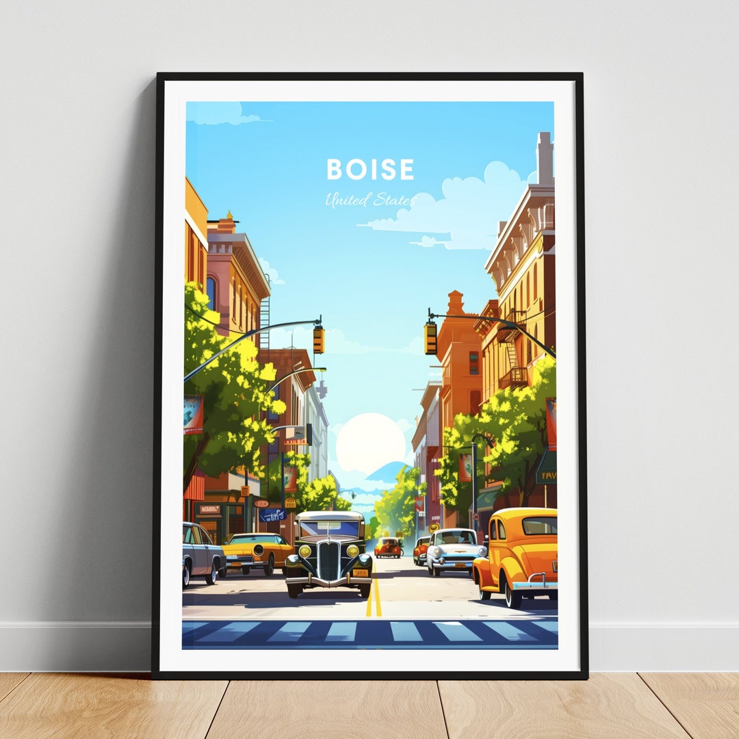 Boise Travel Print - US Wall Art, Boise Poster, Table Rock ...
