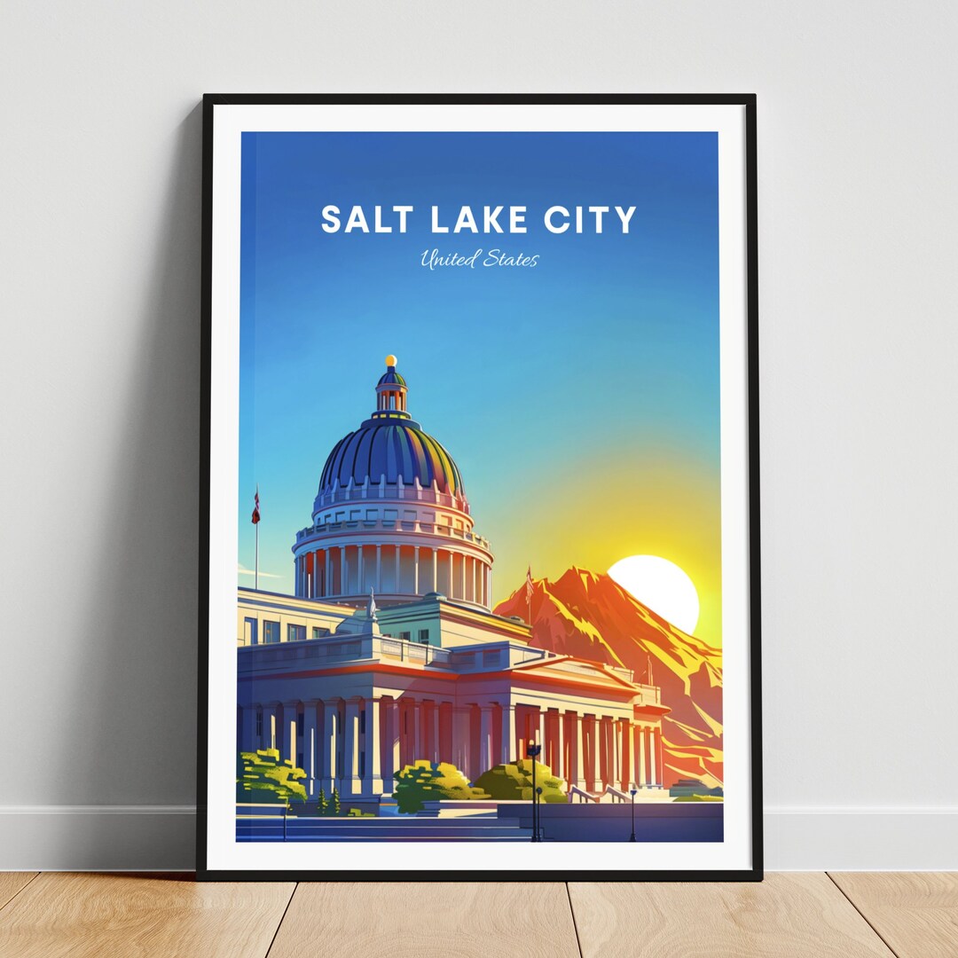 Salt Lake City Travel Print United States Wall Art, Salt Lake City ...