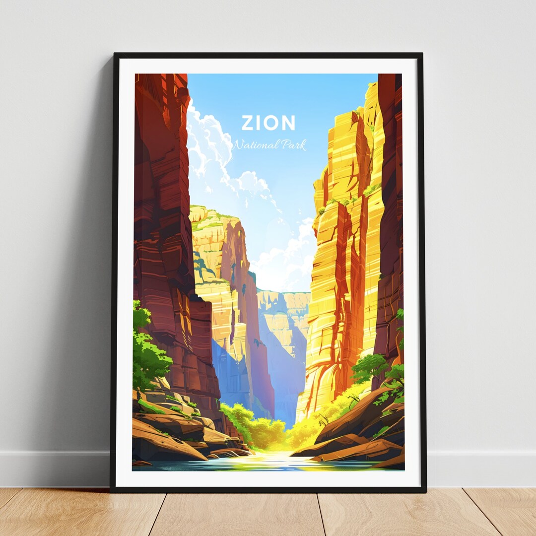 Zion National Park Poster, Zion Poster, Zion Print, Zion Canyon, Red ...