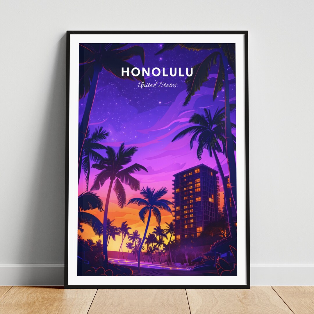 Honolulu Travel Print - United States Wall Art, Honolulu Poster, Hawaii ...