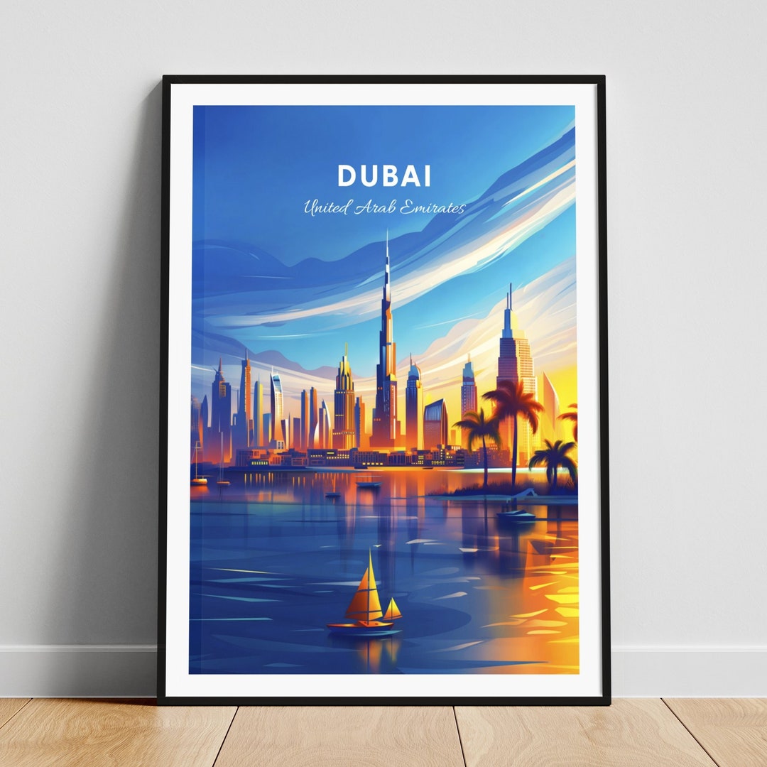 Dubai Travel Print - UAE Wall Art, Dubai Poster, UAE Print ...