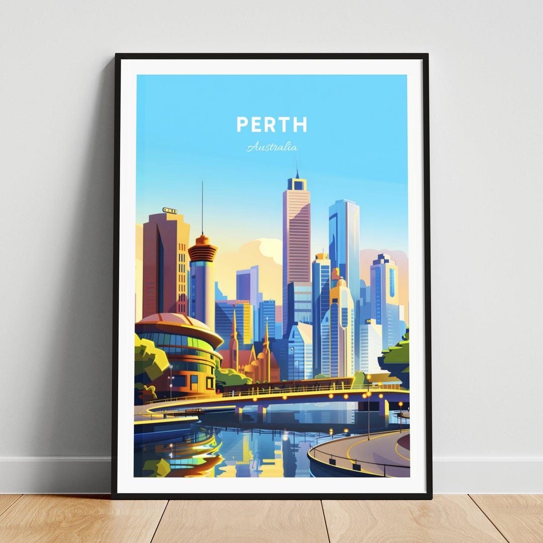 Perth Reise Druck Australien Reise Poster, Perth Poster, Perth ...