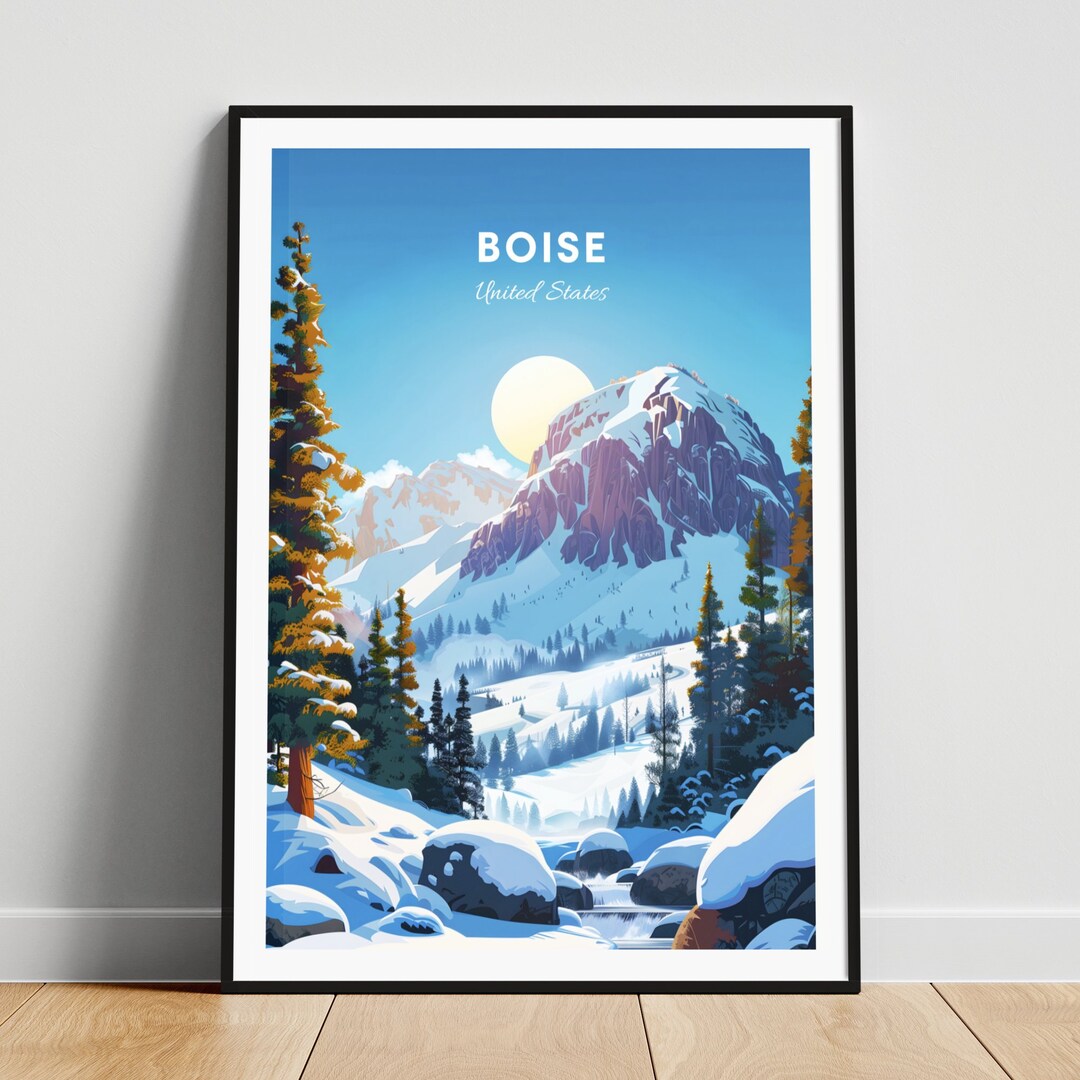 Boise Travel Print - US Wall Art, Boise Poster, Table Rock ...