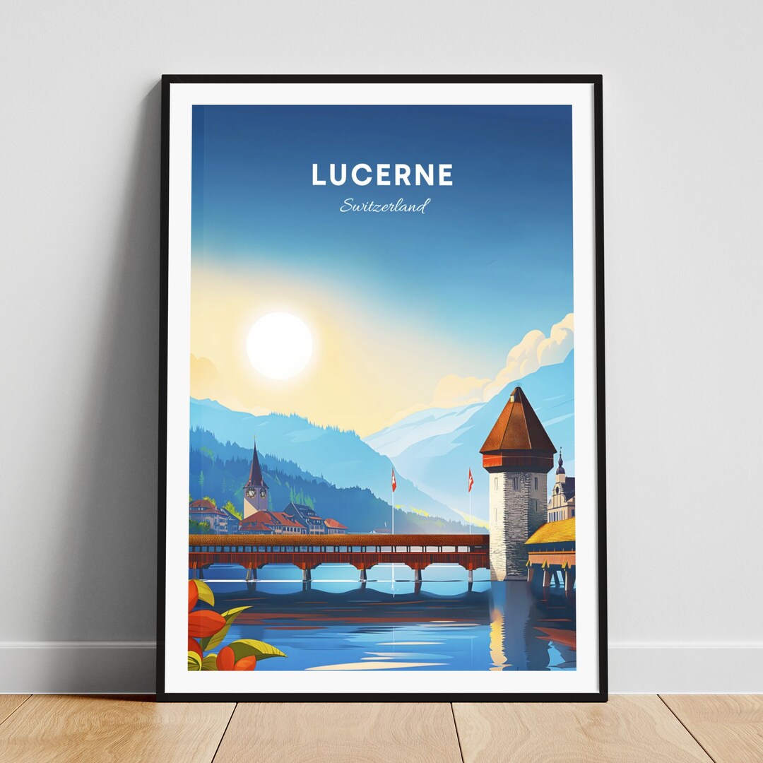 Lucerne Travel Print - Switzerland Wall Art, Lucerne Poster ...