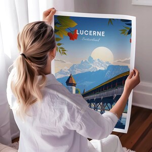 Lucerne Travel Print Switzerland Wall Art, Lucerne Poster, Switzerland ...
