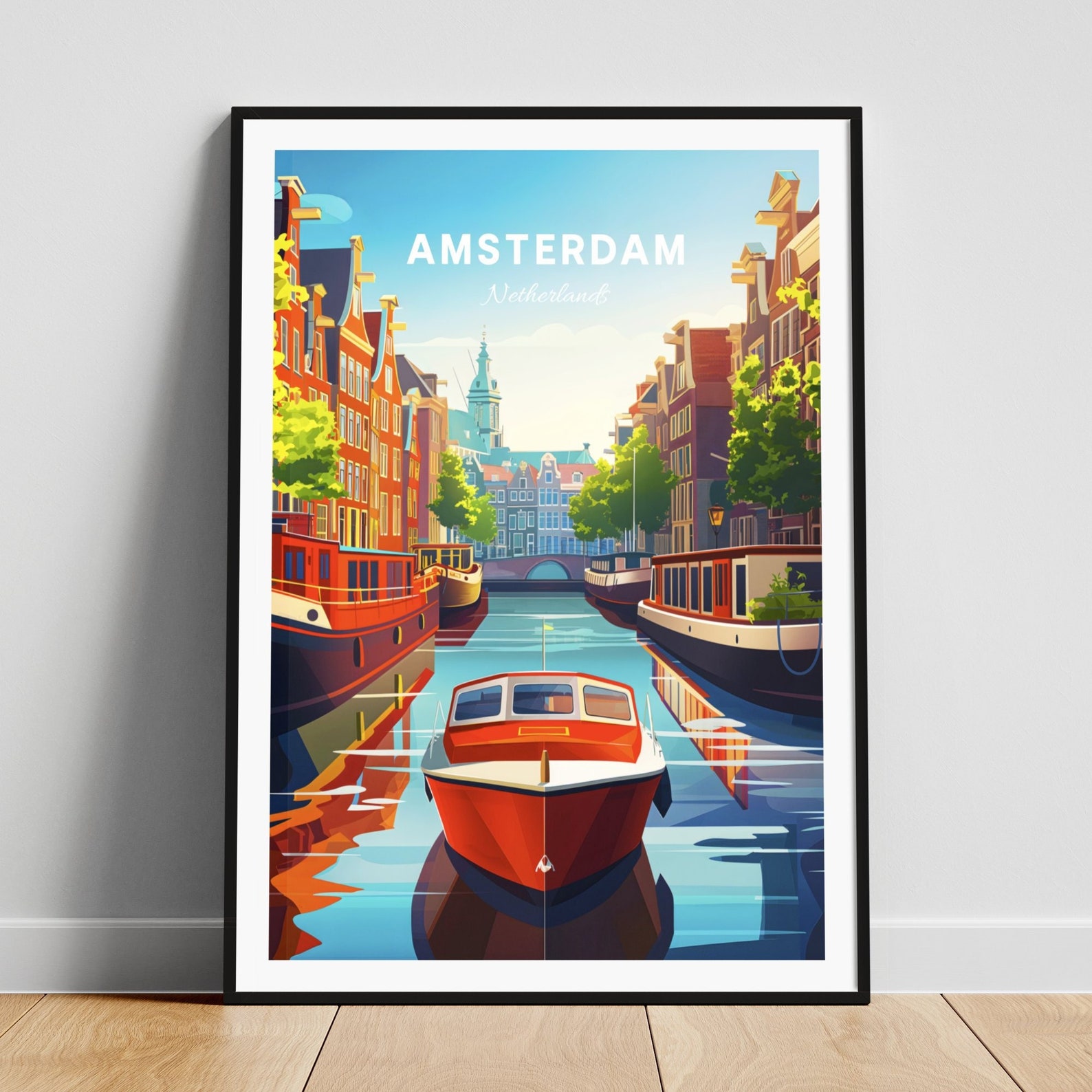 Amsterdam Travel Print Netherlands Wall Art, Amsterdam Poster ...