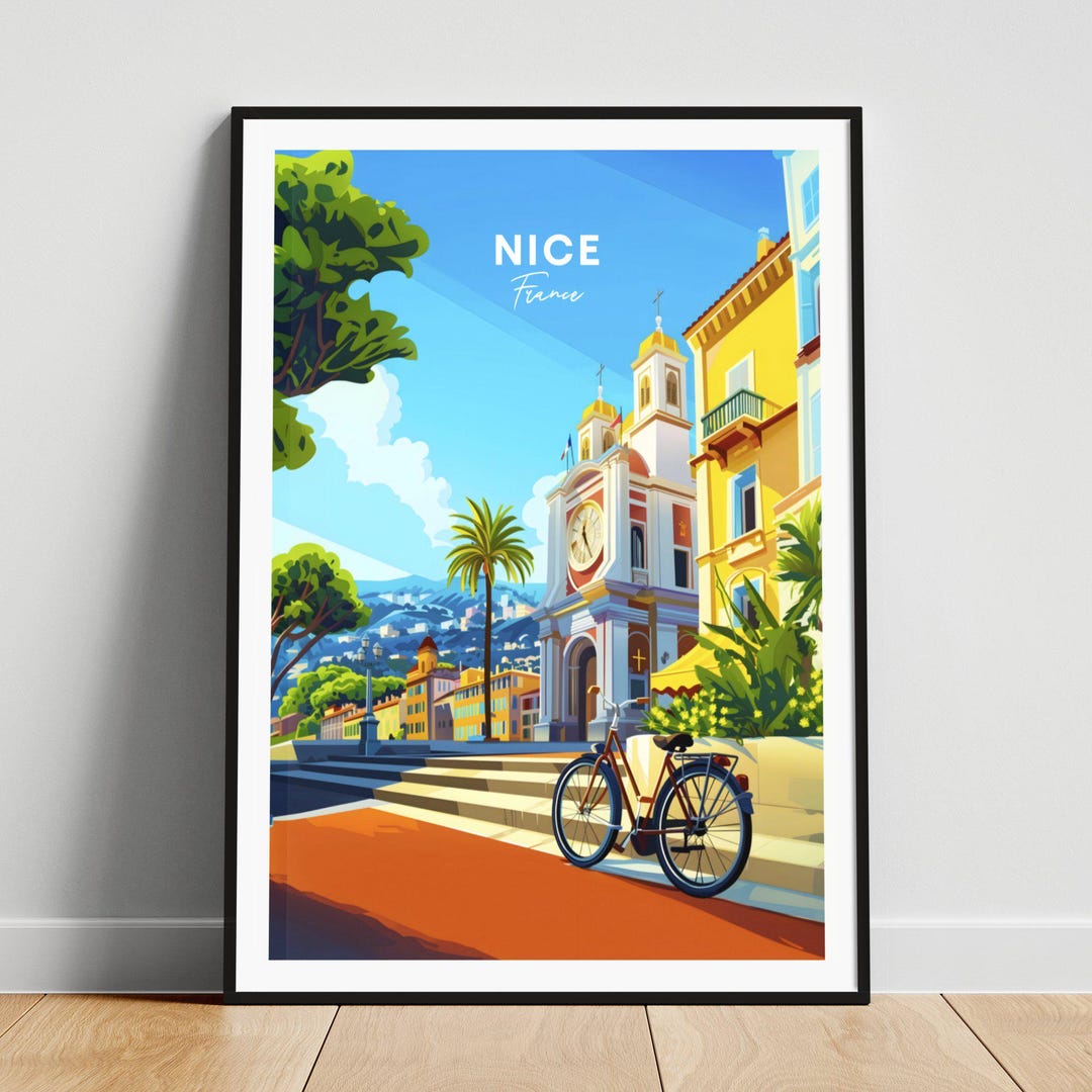 Nizza Reisedruck - Frankreich Reiseplakat, Nizza Plakat, Nizza ...