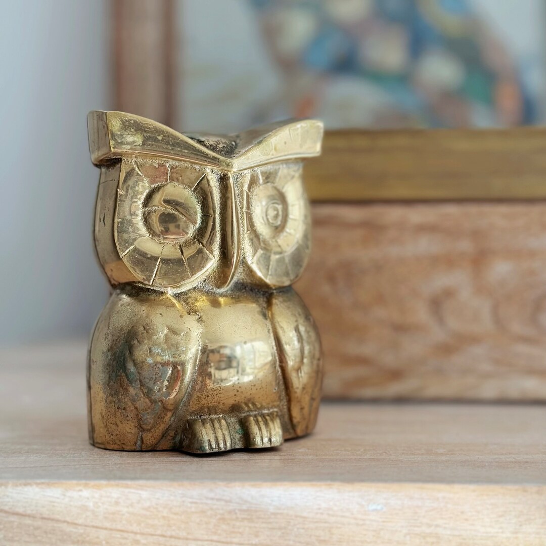 RARE Vintage Brass Winking Owl Coin Bank, Collectible Bird Figurine ...