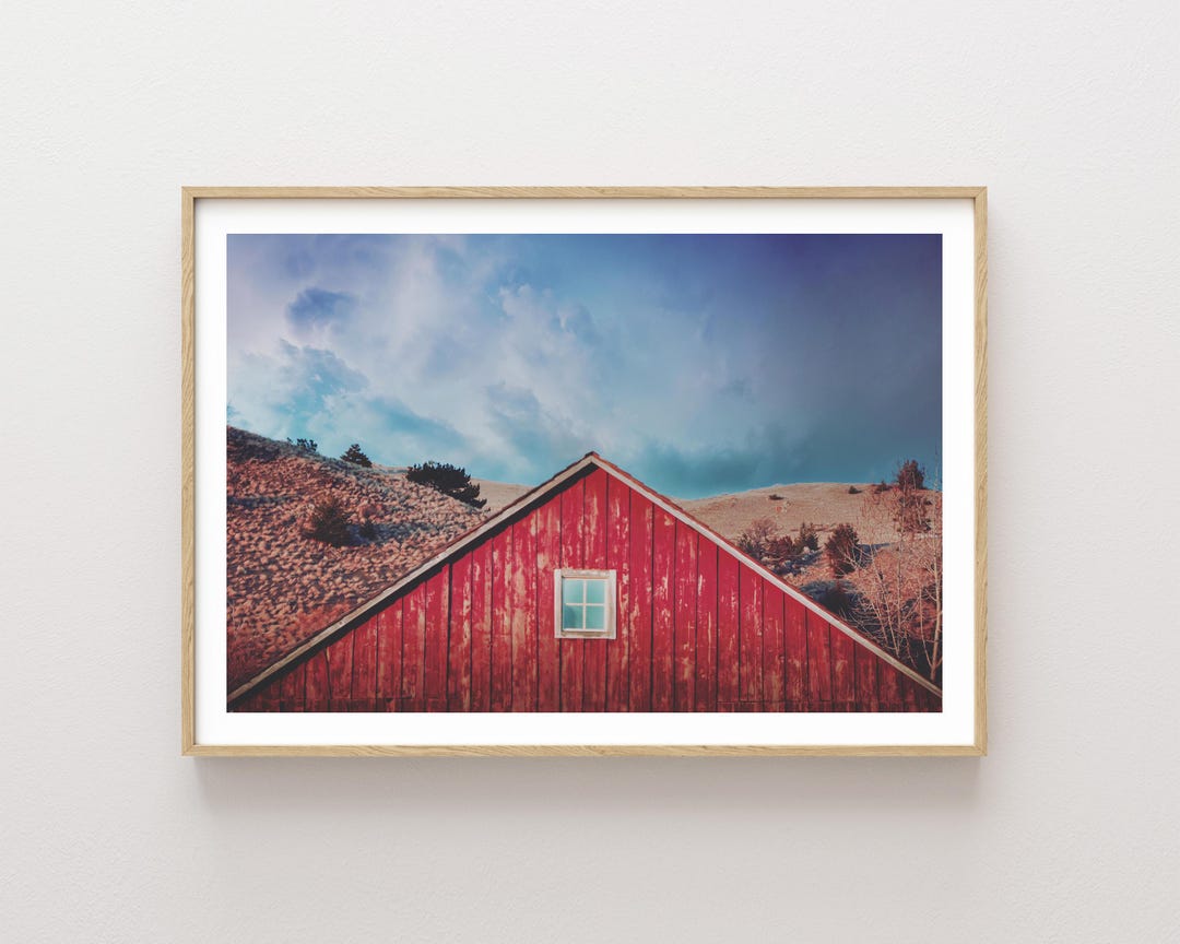 Rustic Red Barn Peak Photography Print - Primitive Farmhouse Decor ...