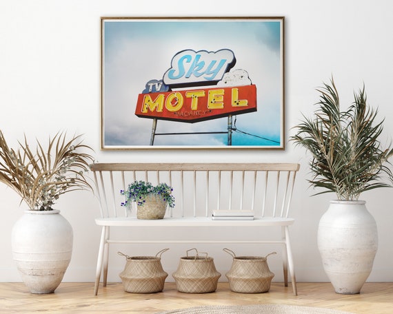 Vintage Motel Sign Wall Art | Old Retro Motel Sign | Vintage Motel Sign ...