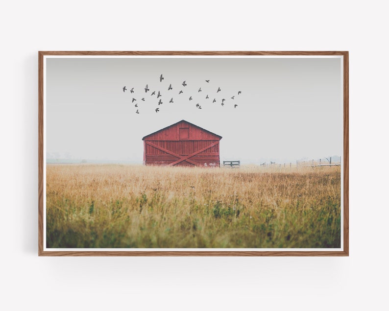 Rustic Red Barn and Landscape Photography - Western Decor - Rustic Wall ...