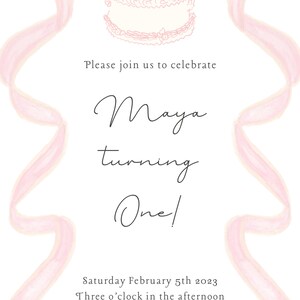 One Year Birthday Card Invitation Digital Template | Fully Customizable ...